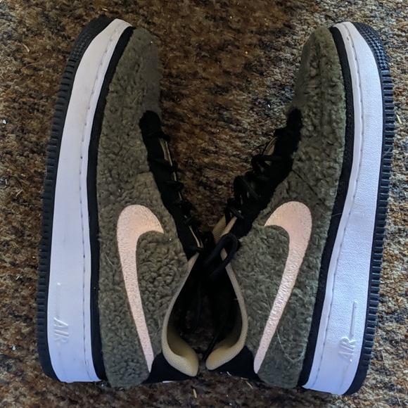 Nike | Shoes | Green Fuzzy Air Forces | Poshmark